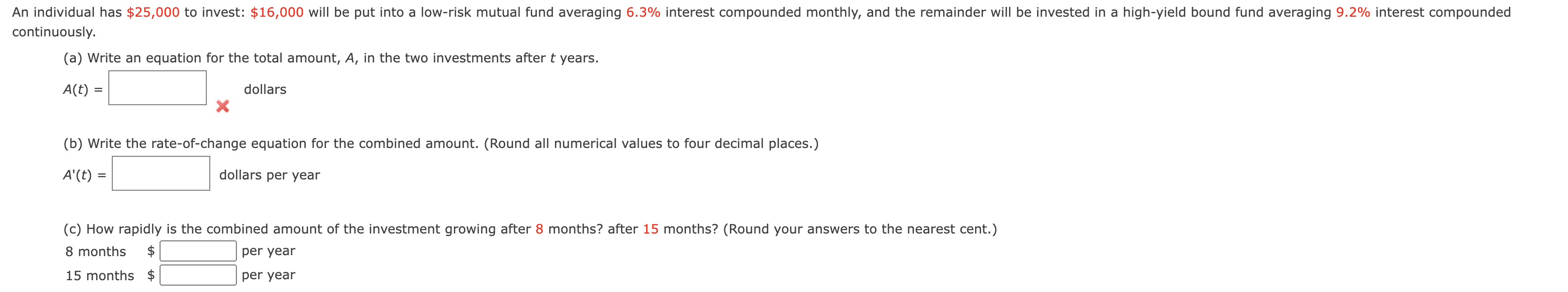 Solved continuously.(a) ﻿Write an equation for the total | Chegg.com