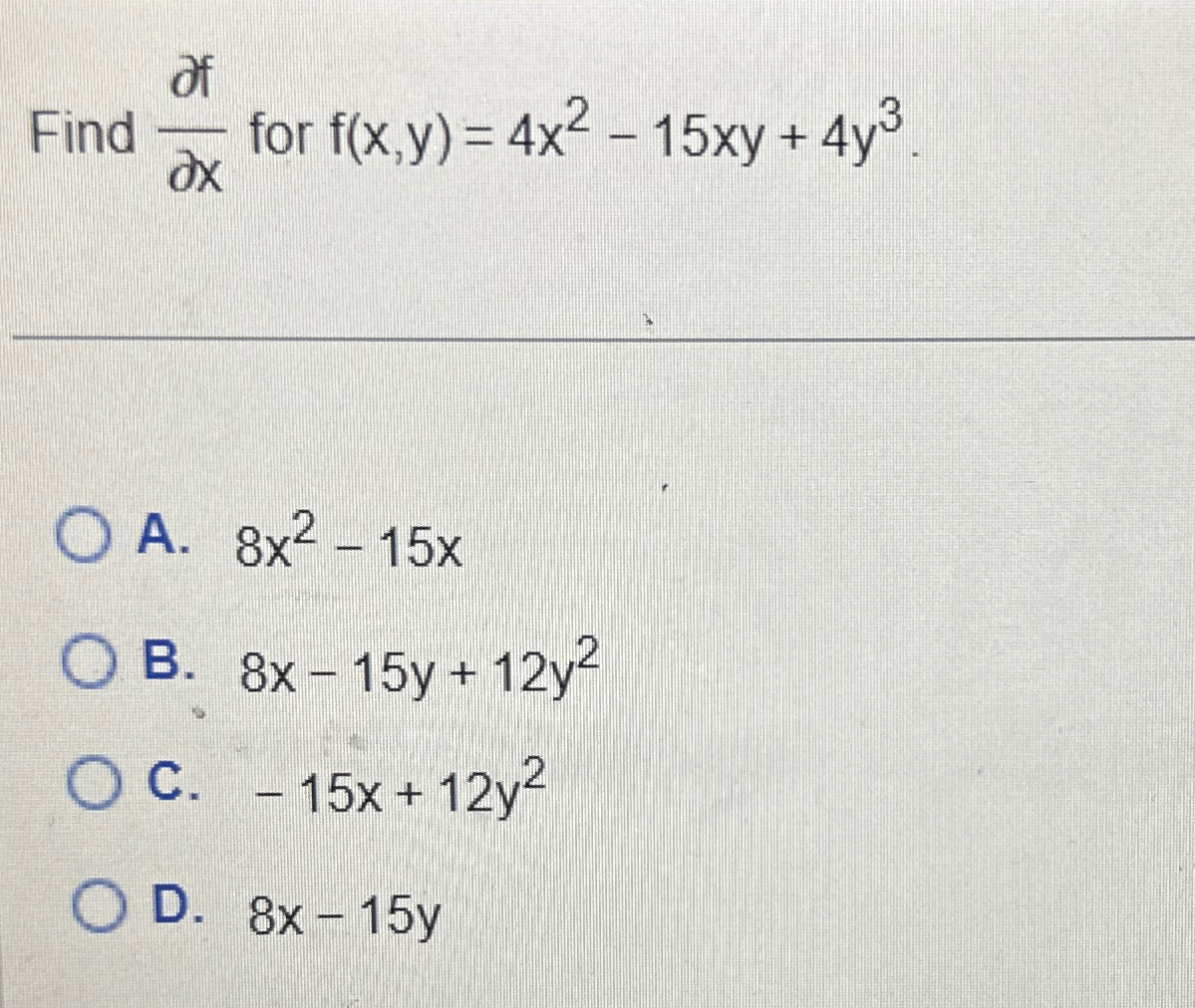 Solved Find delfdelx ﻿for | Chegg.com