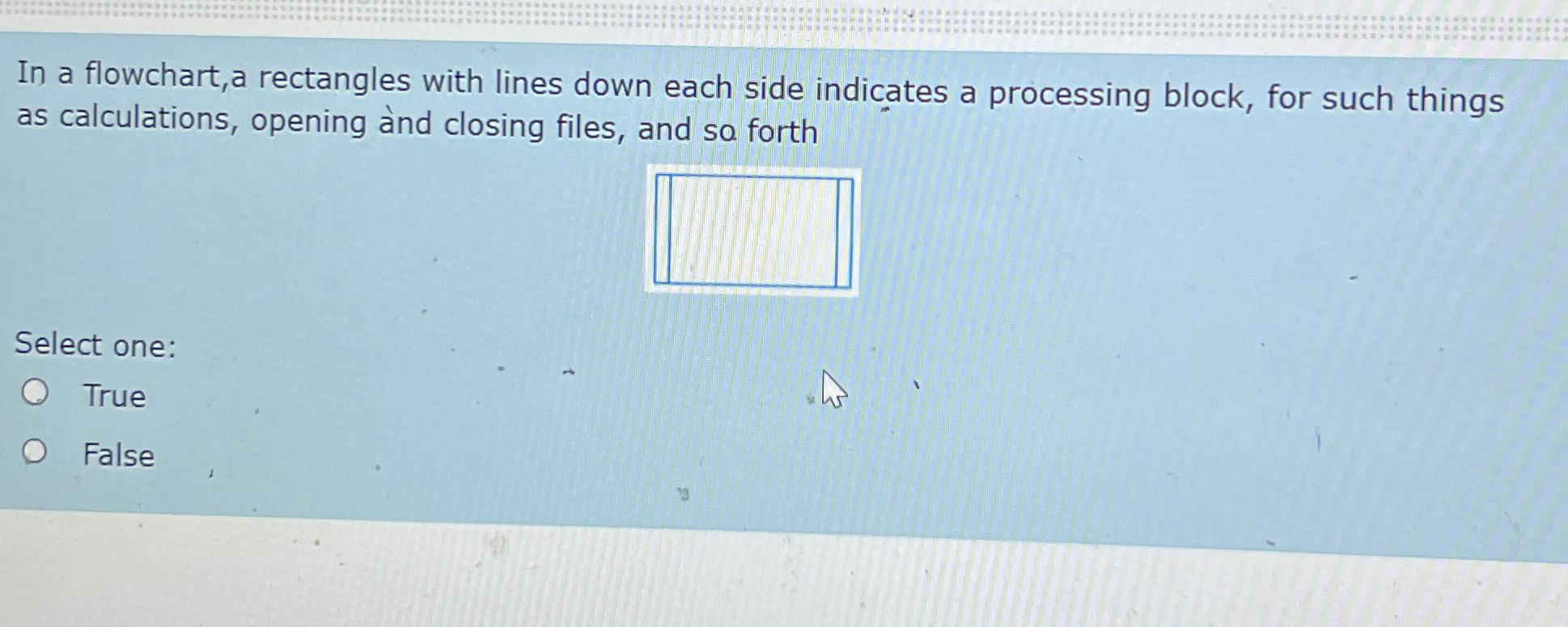 Solved In a flowchart, a rectangles with lines down each | Chegg.com