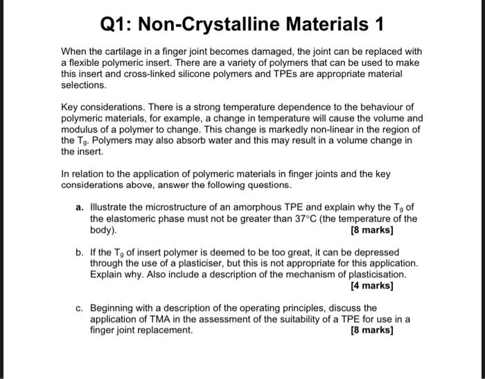 Q1: Non-Crystalline Materials 1 When the cartilage in | Chegg.com