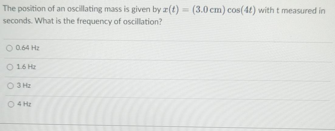 Solved The position of an oscillating mass is given by | Chegg.com
