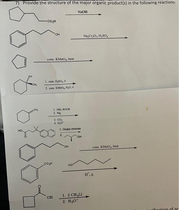 Solved Na2Cr2O7,H2SO4 conc. KMnO4, heat 2. conc. | Chegg.com