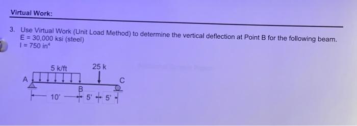 Solved Virtual Work: 3. Use Virtual Work (Unit Load Method) | Chegg.com