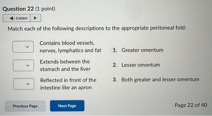 Match each of the following features with the most | Chegg.com