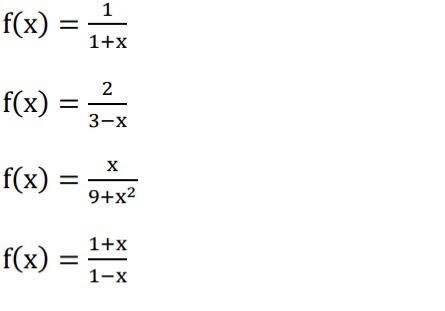 Solved f(x)=1+x1f(x)=3−x2f(x)=9+x2xf(x)=1−x1+x | Chegg.com