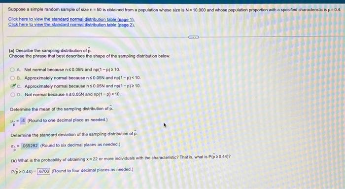 Solved Suppose a simple random sample of size n=50 is | Chegg.com