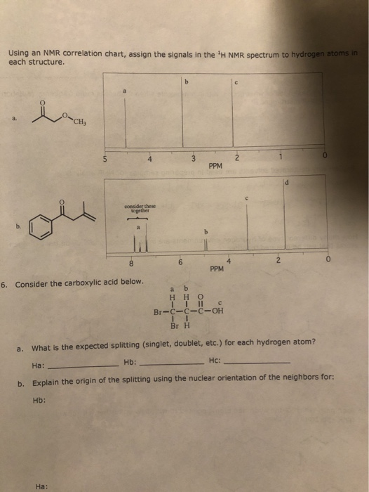 Solved Using an NMR correlation chart, assign the signals in | Chegg.com