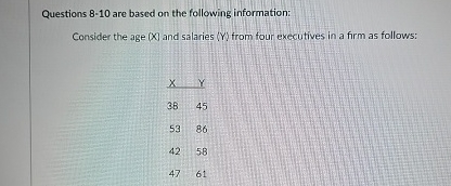 Solved Questions 8-10 ﻿are based on the following | Chegg.com