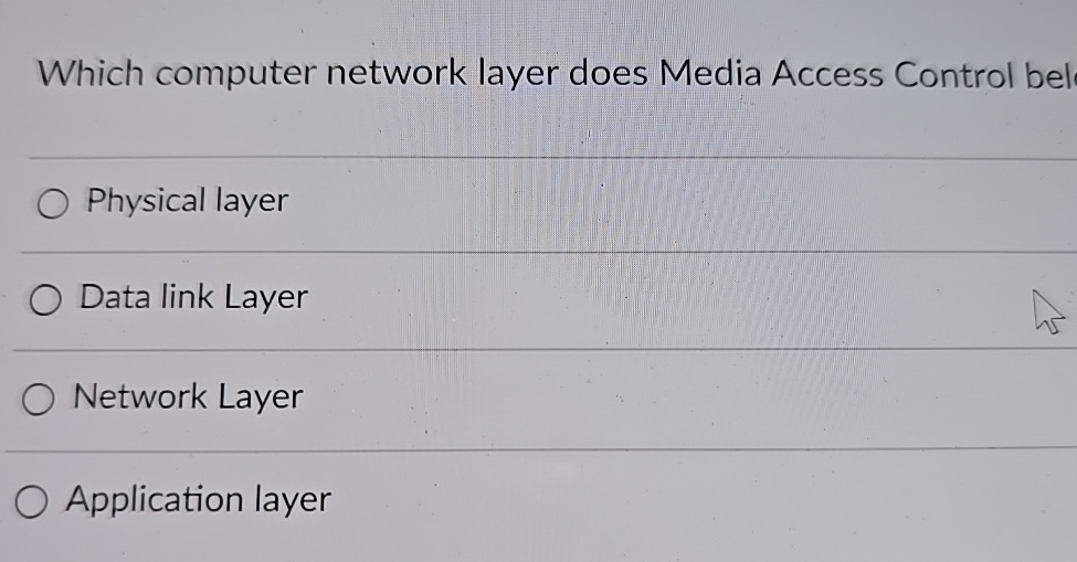 Solved Which computer network layer does Media Access | Chegg.com