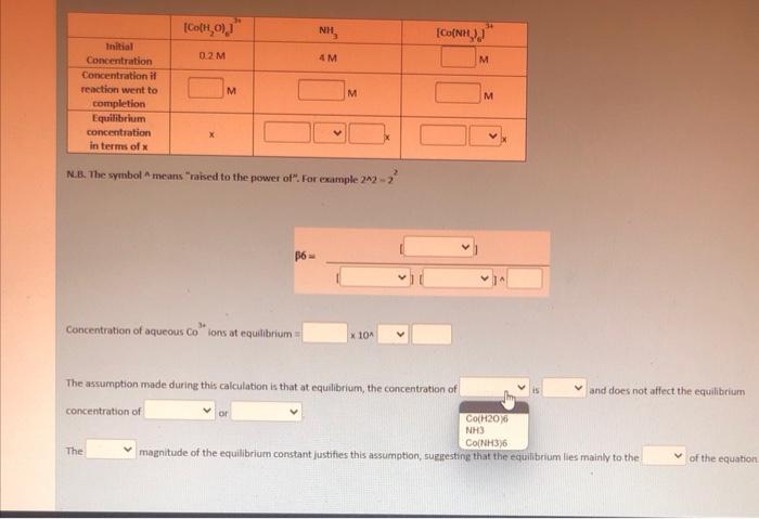 Solved A. Assume that in the reaction of [Co(H2O)6]3+ ions | Chegg.com