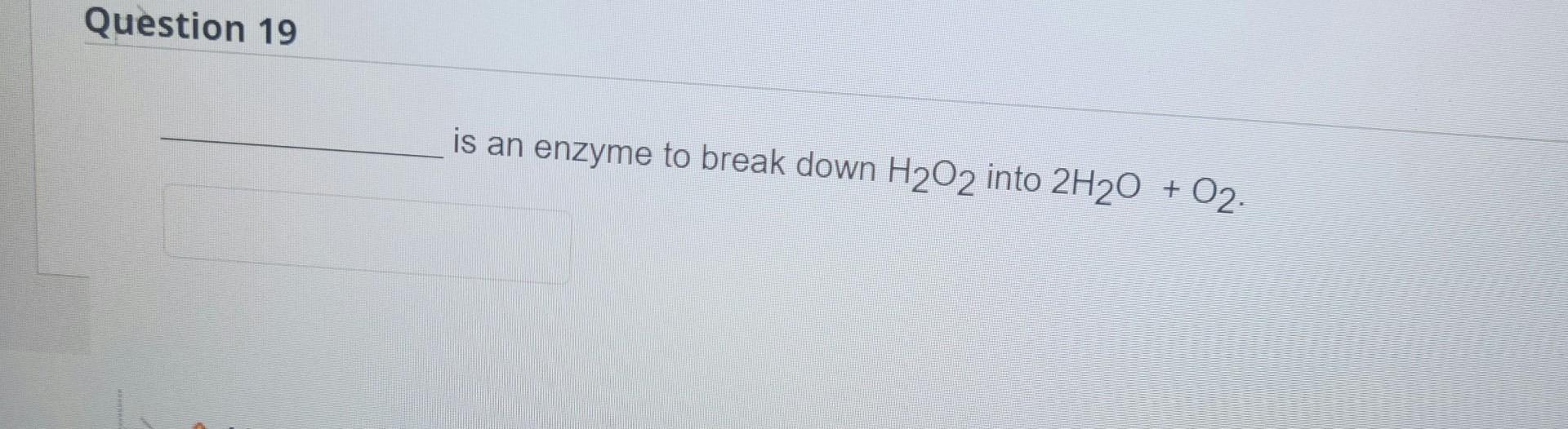 Solved is an enzyme to break down H2O2 into 2H2O+O2. | Chegg.com