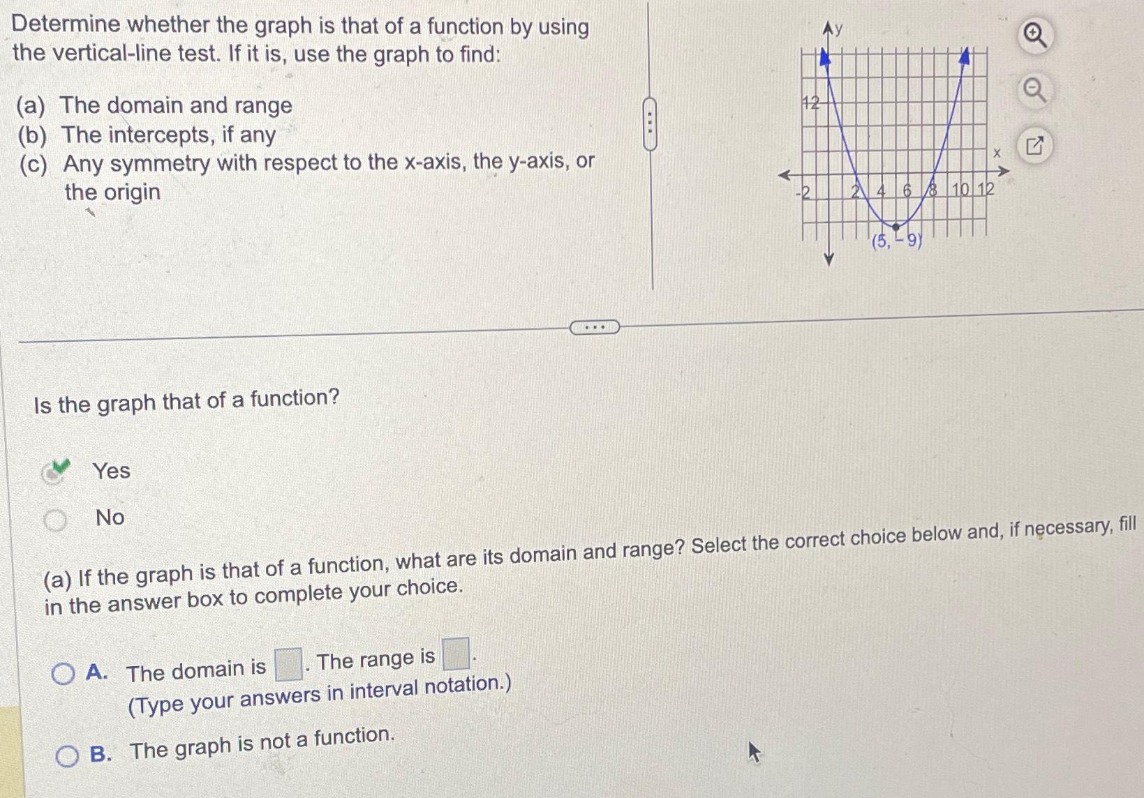 Solved Determine whether the graph is that of a function by | Chegg.com