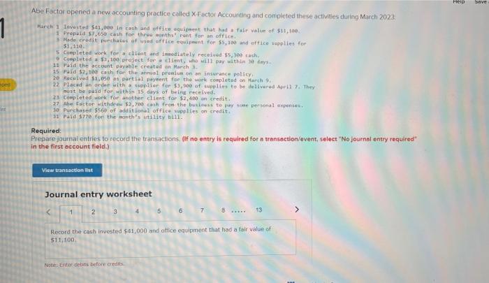 Solved Abe Factor opened a new accounting proctice called | Chegg.com