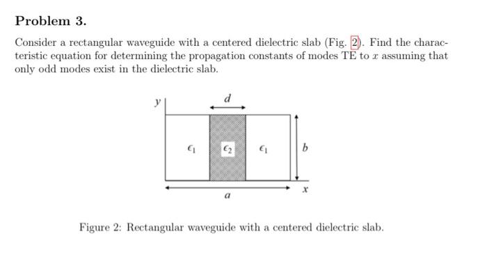Solved Consider a rectangular waveguide with a centered | Chegg.com