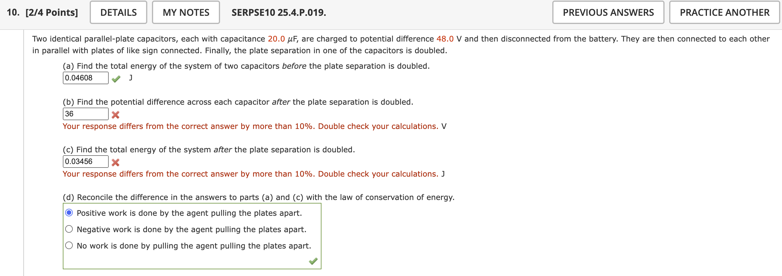 Solved Two Identical Parallel Plate Capacitors Each With