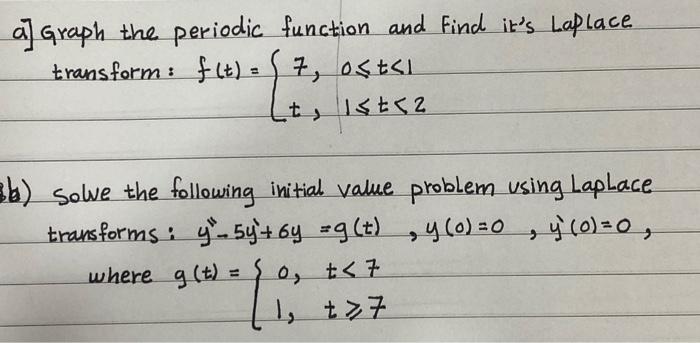 Solved a] Graph the periodic function and Find it's Laplace | Chegg.com