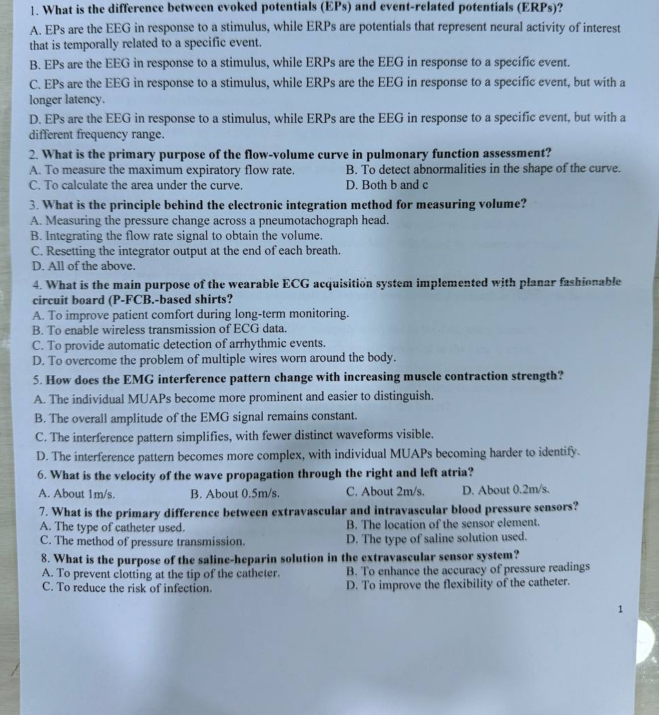 Solved What is the difference between evoked potentials | Chegg.com