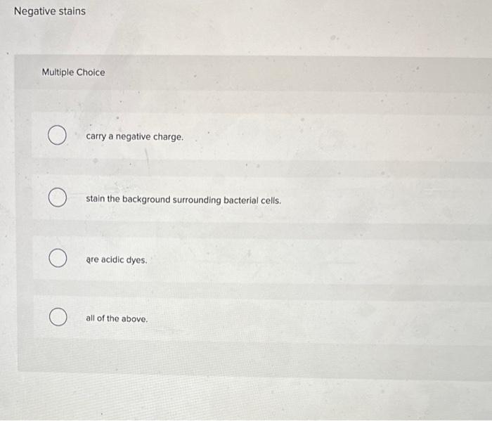 Solved Negative stains Multiple Choice carry a negative | Chegg.com
