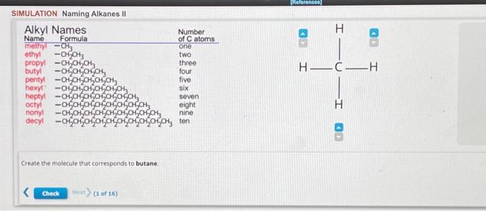 Solved SIMULATION Naming Alkanes II Alkyl Names Name Formula | Chegg.com