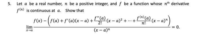 Solved 5. Let a be a real number, n be a positive integer, | Chegg.com