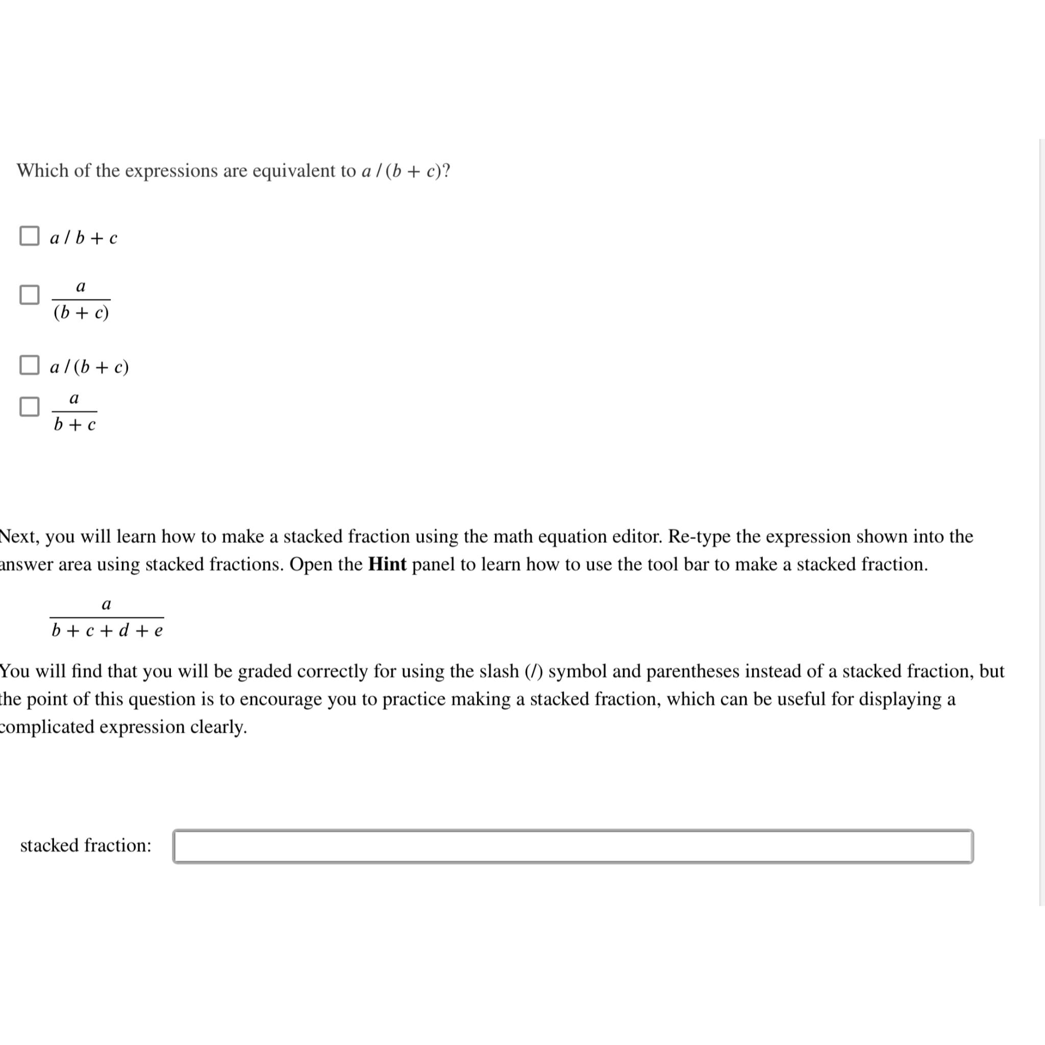 Solved Which of the expressions are equivalent to | Chegg.com