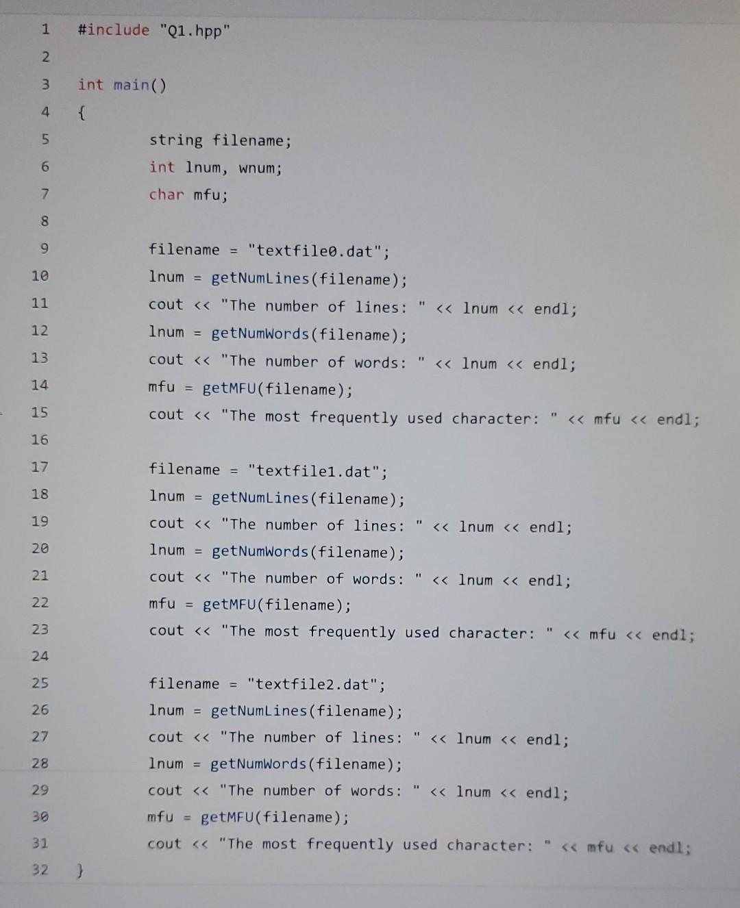Solved Make a program that counts the number of lines and | Chegg.com