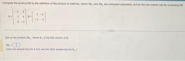 Solved Compute the product AB by the definition of the | Chegg.com