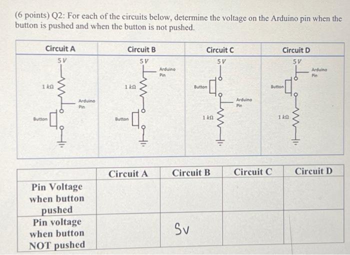 Solved (6 points) Q2: For each of the circuits below, | Chegg.com