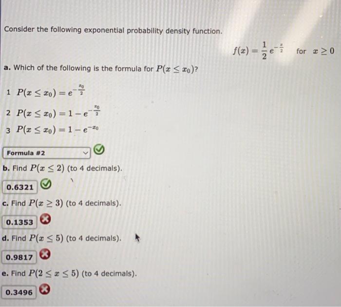 Solved Consider the following exponential probability | Chegg.com