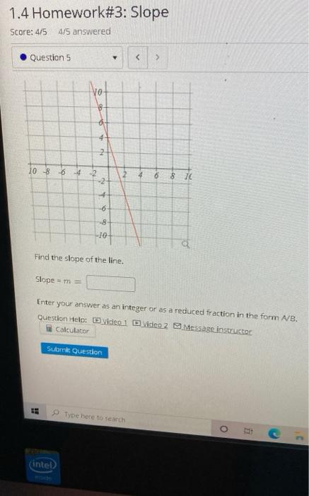 Solved 1.4 Homework#3: Slope Score: 4/5 4/5 answered | Chegg.com