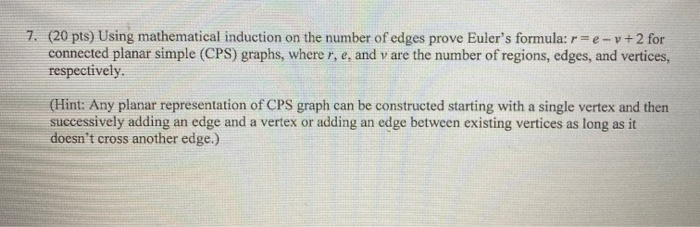 Solved 7. (20 pts) Using mathematical induction on the | Chegg.com