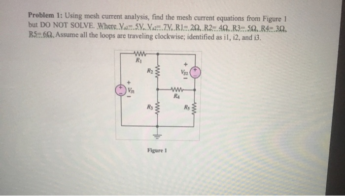 Solved Problem 1: Using mesh current analysis, find the mesh | Chegg.com