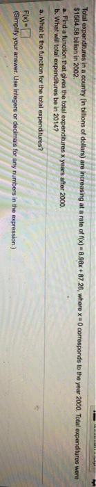 Solved Total expenditures in a country (in billions of | Chegg.com