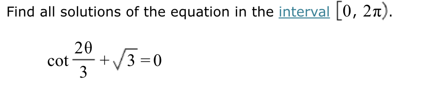 Solved Find all solutions of the equation in the interval | Chegg.com