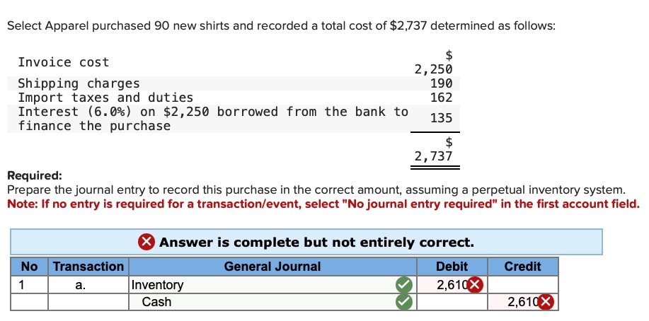 Solved Select Apparel purchased 90 ﻿new shirts and recorded | Chegg.com