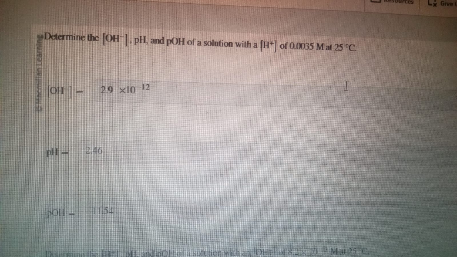 Solved of Determine the [OH-],pH, ﻿and pOH of a solution | Chegg.com