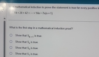Solved The mathematical induction to prove the statement is | Chegg.com
