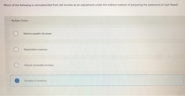 Solved Which of the following is not subtracted from net | Chegg.com