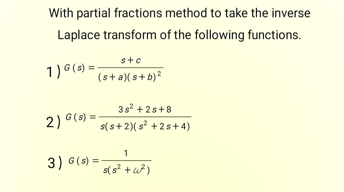 Solved With partial fractions method to take the inverse | Chegg.com