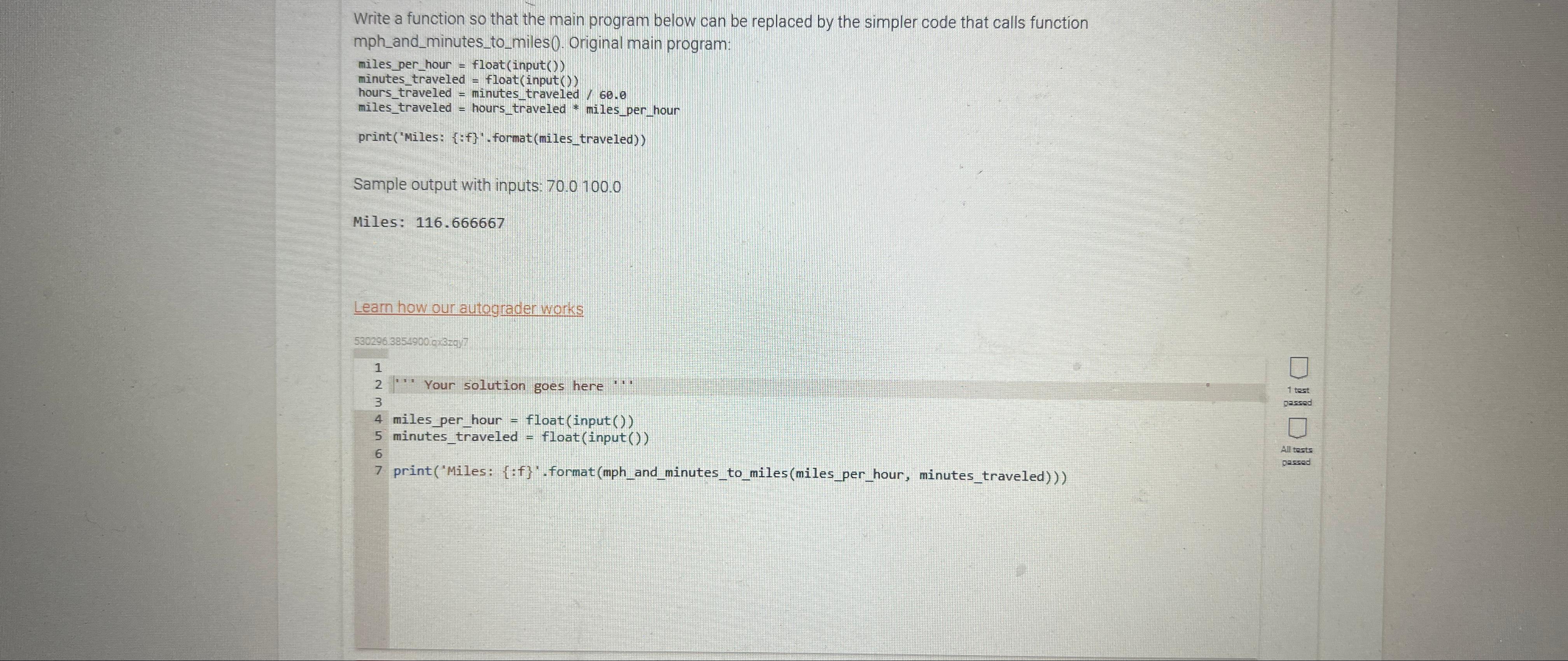 Solved Write a function so that the main program below can | Chegg.com