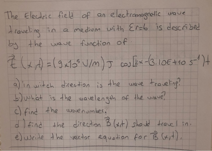 Solved The Electric field of an electromagnetic wave | Chegg.com