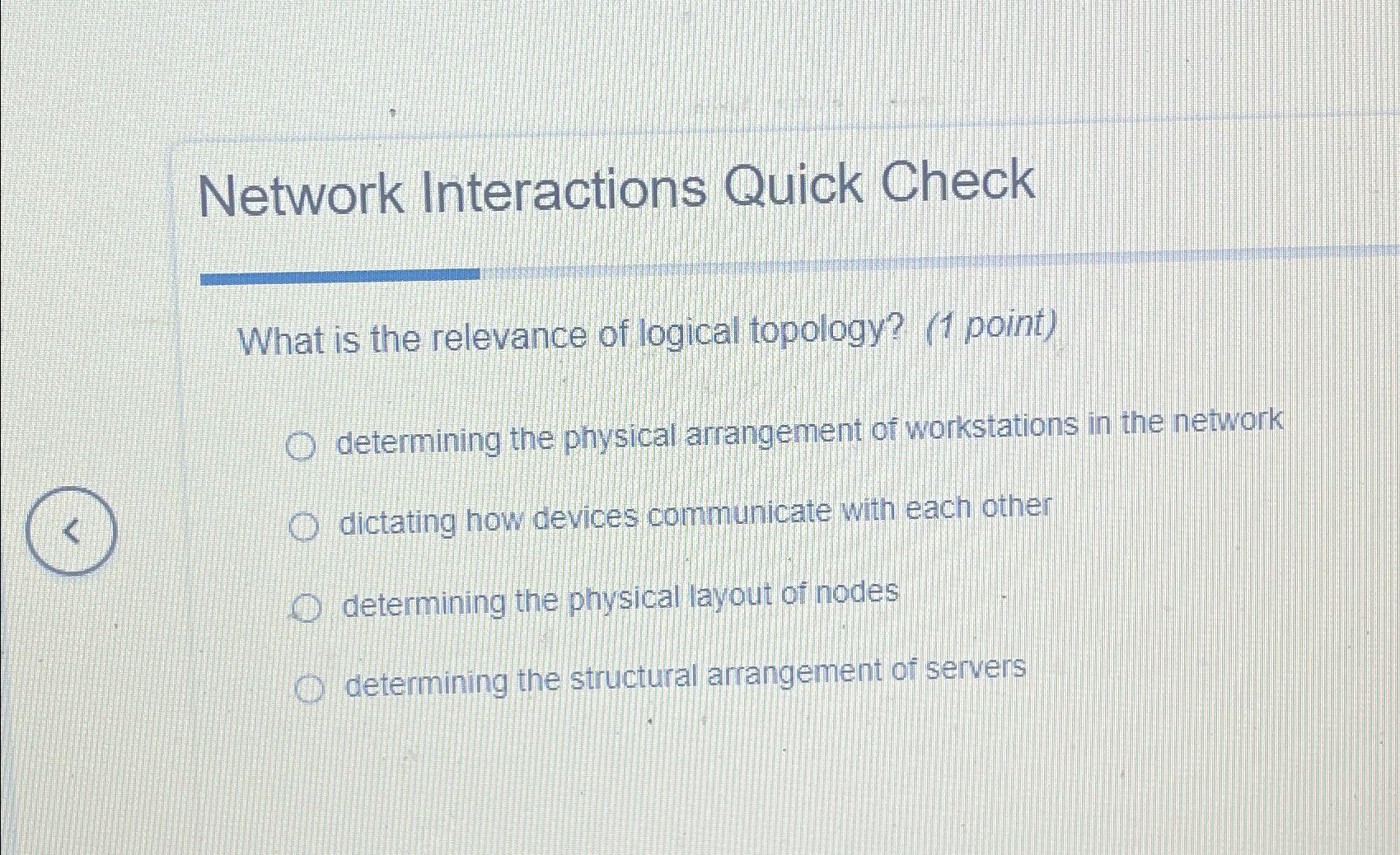 Solved Network Interactions Quick CheckWhat is the relevance | Chegg.com