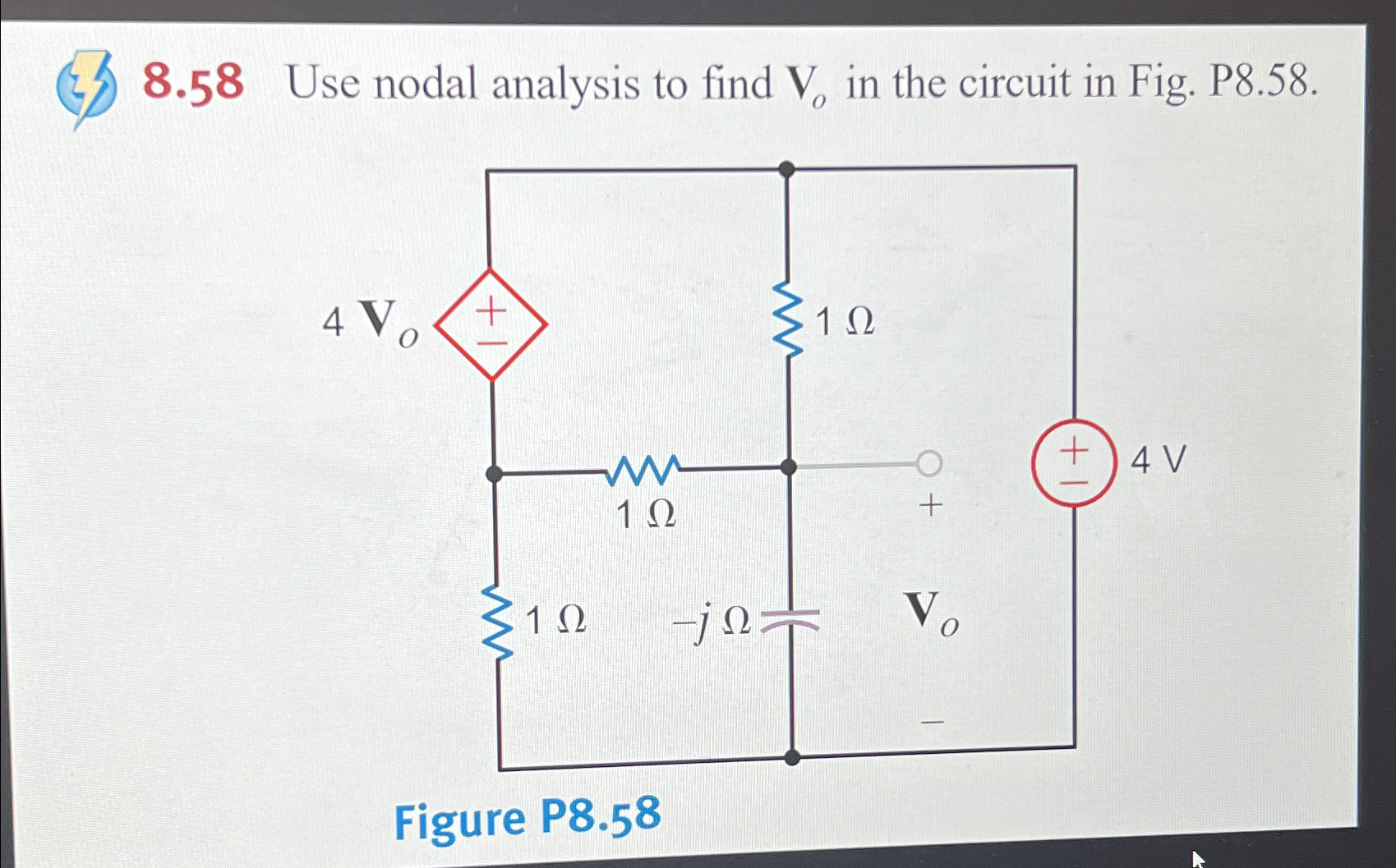 Solved 8.58 ﻿Use nodal analysis to find Vo ﻿in the circuit | Chegg.com