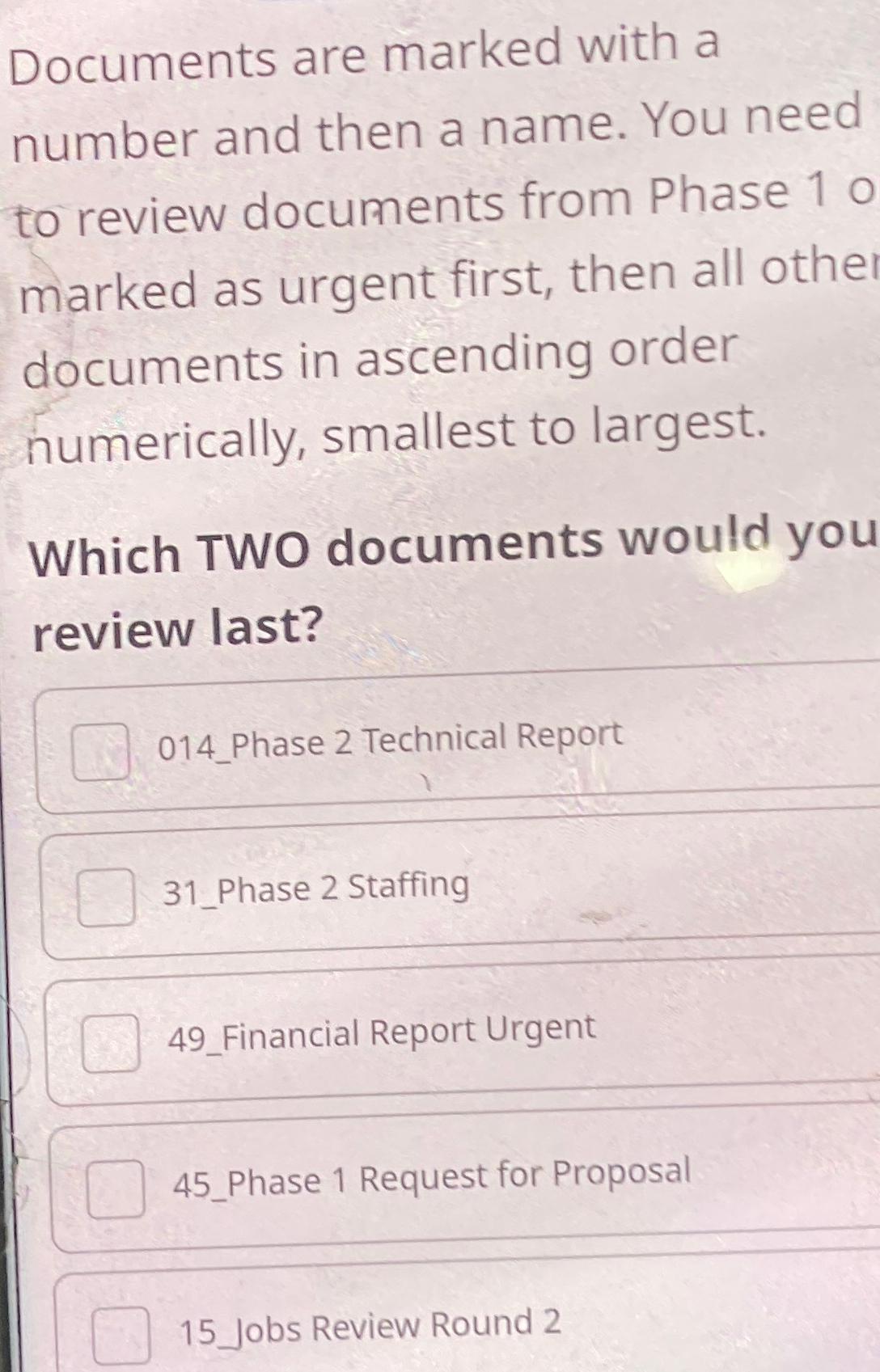 Solved Documents are marked with a number and then a name. | Chegg.com