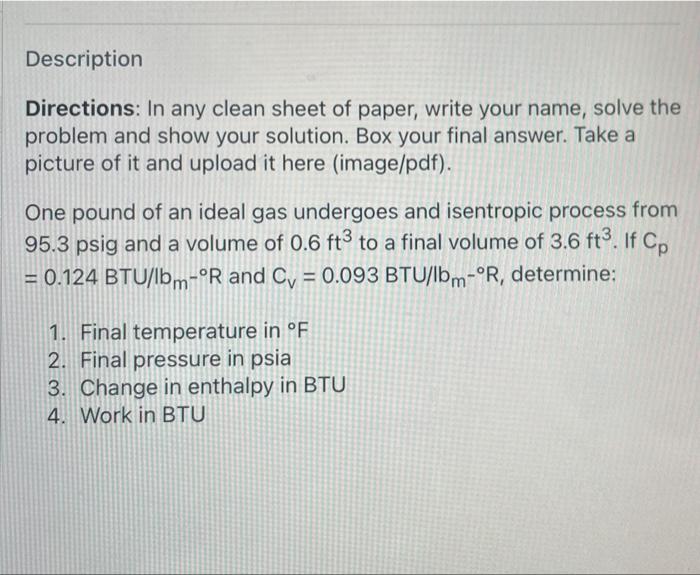 Solved Description Directions: In any clean sheet of paper, | Chegg.com