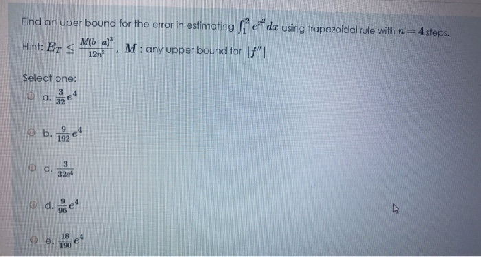 Solved Find an uper bound for the error in estimating Sie de | Chegg.com