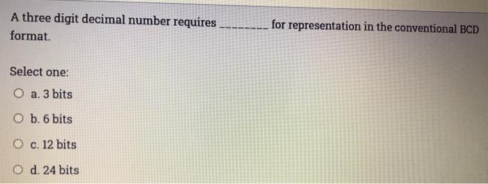 Solved A three digit decimal number requires format. for | Chegg.com