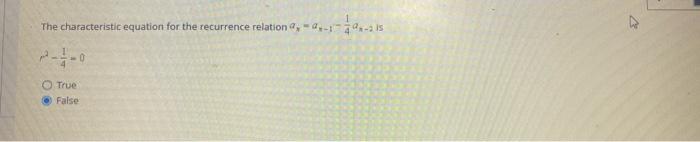 Solved The characteristic equation for the recurrence | Chegg.com