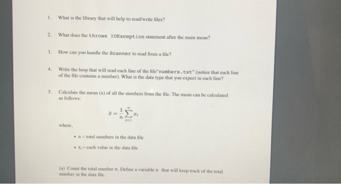 Solved 1. What is the library that will help to read/write | Chegg.com