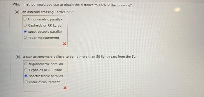Solved Which method would you use to obtain the distance to | Chegg.com